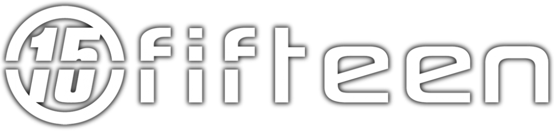 15 Fifteen Logo 2018 - White with Black Shadow 1100px - Fifteen